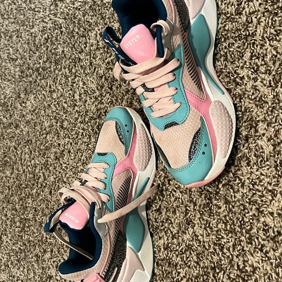 Puma | Shoes | Girl Puma Shoes Like New Hardly Worn Pink Turquoise And ...